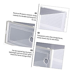Zerodeko 4 pcs Collapsible White Display Shoes Stackable Clothes Storage Rack Dormitory Wardrobe Stacking Women Clear Drawer for Simple Shoe Clo Bin Wallwhite Transparent Container Men
