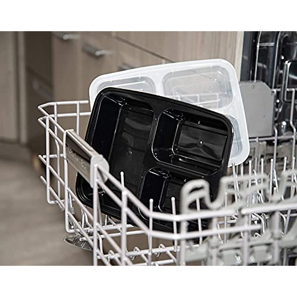 Ez Prepa [20 Pack] 32oz 3 Compartment Meal Prep Containers with Lids - Bento Box - Plastic - Stackable, Reusable, Microwaveable & Dishwasher Safe