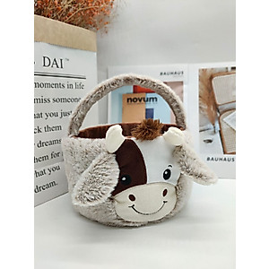 2PCS Plush Cow Easter Basket for Kids with Floppy Ears - Height 10'' - Personalized Easter Baskets for Boys & Girls, 2022 New Easter Tote Bags for Party Decorations Candy Gifts (Cow, 25cm*1)