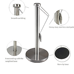 aZugo Standing Paper Towel Holder Countertop, Weighted Base Easy to Tear Paper Towel Dispenser Fits for Kitchen Bathroom Paper Towel Holder