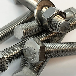3/8" -16 x 5-304-STAINLESS Steel Bolts, Nuts & WASHERS - 18-8 HEX Head Bolt - 304 Grade. General Purpose (10) Bolts + (10) Nuts + (10) Washers