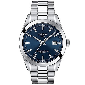 Tissot mens Gentleman Stainless Steel Dress Watch Grey T1274071104100