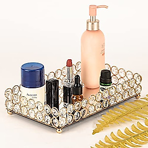 Perfume Trays for Dresser,Modern Skincare Crystals Mirrored Tray, Small Glass Tray, Mirror Vanity Trays Perfume Organizer Trays for Makeup,Jewelry，Cosmetic, Home Decor Counter Perfume Tray