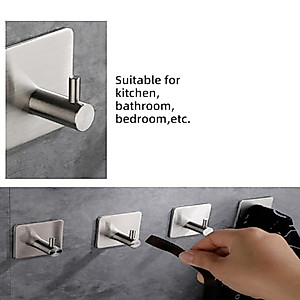 2pcs Suction Cup Hooks for Shower, Bathroom, Kitchen, Glass Door, Mirror, Tile – Loofah, Towel, Coat, Bath Robe Hook Holder for Hanging up to 15 lbs （SUS 304 Stainless Steel/Silver/Brushed Surface）