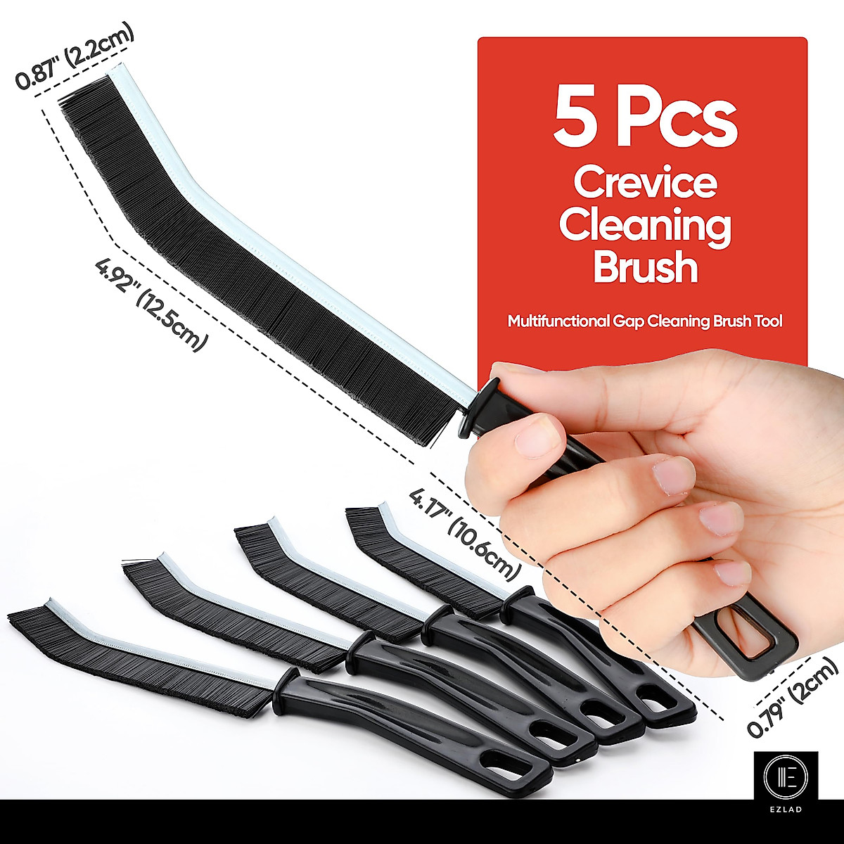 EZLAD 5 Pcs Hard Bristle Crevice Cleaning Brush for Household Use, Grout Gap Cleaning Brushes for Bathroom, Kitchen, Tiles, Window & Door, New 2023 Design Long Skinny Multifunctional Cleaner Tool