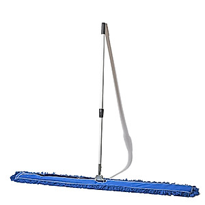Tidy Tools Commercial Dust Mop & Floor Sweeper, 60 in. Dust Mop for Hardwood Floors, Cotton Reusable Dust Mop Head, Extendable Handle, Industrial Dry Mop for Floor Cleaning & Janitorial Supplies, Blue
