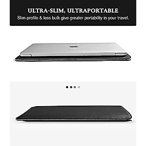 MoKo Laptop Sleeve Compatible with 13.3 MacBook Air Pro, iPad Air/Pro 13 inch, Surface Pro 9/8, PU Leather Notebook Briefcase Carrying Bag Slim Stylish Case Pouch, Black