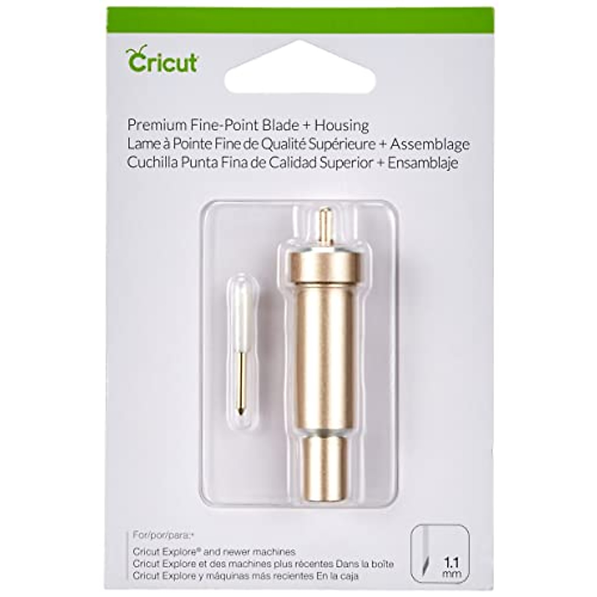 Cricut Premium Fine-Point Blade + Housing, Cutting Blade for Light to Mid-Weight Materials Like Cardstock, Vinyl, Iron-On & More, Works with Cricut Maker & Explore Machines, Gold