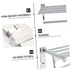 Veemoon 1 Set Towel Rack Wall Mounted Shelf Toilet Rack Metal Shelves Bath Wall Shelf Conditioner Sponge Razor Holder Kitchen Wall Shelf Wall Slippers Holder Portable Towel Rack Aluminum