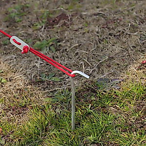 Tent Pegs - 18Pcs Aluminium Tent Stakes Pegs with Hook - 7’’ Hexagon Rod Stakes Nail Spike Garden Stakes Camping Pegs for Pitching Camping Tent, Canopies