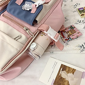 HeiBao Kawaii Backpack for Teen Girls Aesthetic Student Bookbags with Cute Accessories cow decoration nylon waterproof