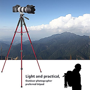 NEEWER Portable Aluminum Alloy Camera 2 in 1 Tripod Monopod Max. 70"/177cm with 3 Way Swivel Pan Head and Carrying Bag for DSLR, DV Video Camcorder (SAB264, Red)