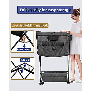 Kiss My Heart Portable Baby Changing Table, Diaper Changing Table Dresser Changing Station for Infant, Diaper Changing Table Pad, Mobile Nursery Organizer for Newborn -Grey…