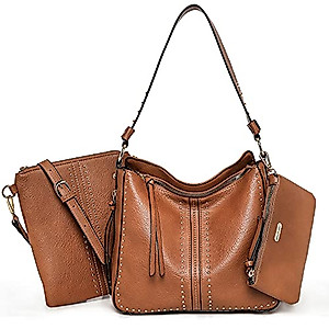 Montana West 3 PCS Set Hobo Purses for Women Large Crossbody Bags Leather Women's Shoulder Handbags Brown MWC-1001S-3BR
