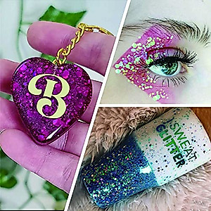 Chunky and Fine Glitter Mix, Estanoite 24 Colors Sequins & Fine Glitter Powder Mix, Holographic Glitter Flakes, Cosmetic Face Body Eye Hair Nail Art Resin Tumbler Iridescent Glitter Loose Glitter