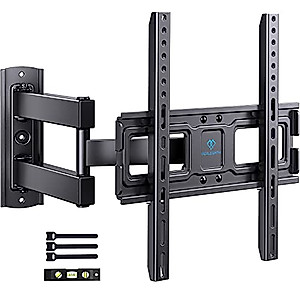 PERLESMITH TV Wall Mount Swivel Tilt for 32-55 inch LED LCD OLED Flat Curved TV Screen, Full Motion TV Mount Bracket with Articulating Arm Perfect Center Single Stud up to 70lbs VESA 400x400mm, PSMFK7