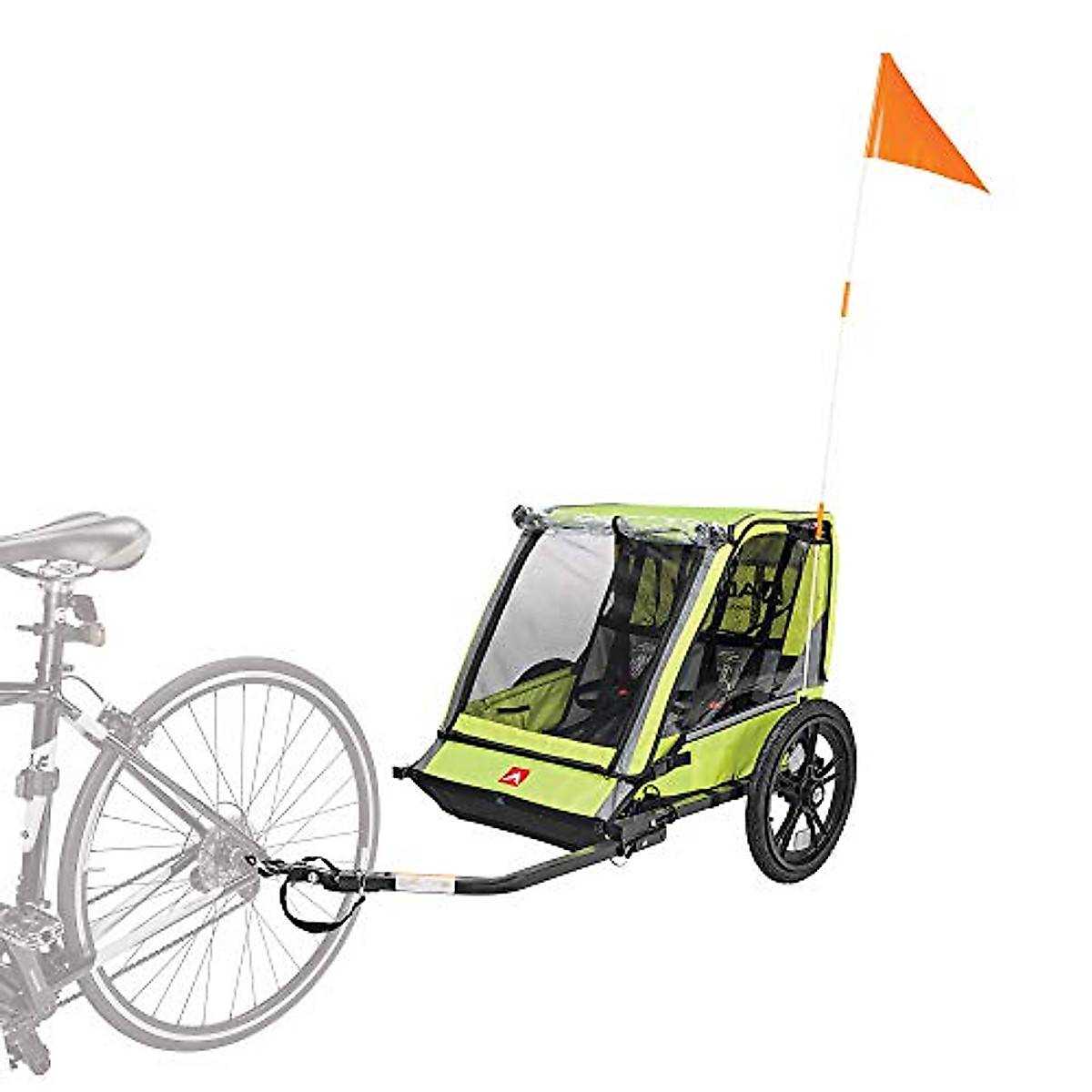 Allen Sports Hi-Viz 2-Child Bicycle Trailer, Model ET2-G, Green