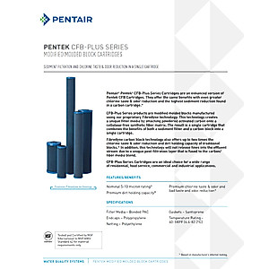 Pentair Pentek CFB-Plus10BB Big Blue Carbon Water Filter, 10-Inch, Whole House Fibredyne Modified Molded Carbon Block Replacement Cartridge, 10" x 4.5", 5-10 Micron