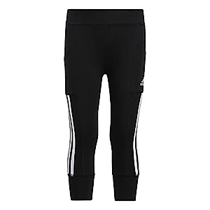 adidas girls Stripe Jogger 7/8" Tights Leggings, Black, X-Large Slim US