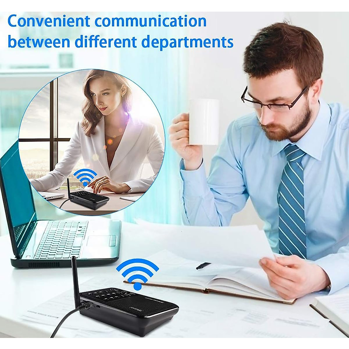 Wuloo Intercoms Wireless for Home 5280 Feet Range 10 Channel 3 Code, Wireless Intercom System for Home House Business Office, Room to Room Intercom, Home Communication System (3 Packs, Black)