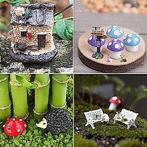 Aulufft 109 Pieces Miniature Fairy Garden Accessories Set, Mini Fairy House Ornament Kit Animals Plant Fence Bridge Figurines Micro Landscape Accessories for DIY Dollhouse Decoration