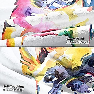 Frenchie French Bulldog Original Watercolor White Dog 80x60 inch Throw Blanket Super Soft Fuzzy Cozy Warm Fluffy Plush Blanket for Bed Couch Chair Living Room