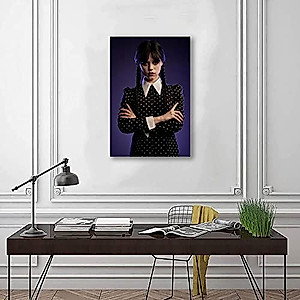 Wednesday Poster Movie Poster Protagonist Wednesday Addams Portrait Poster Canvas Painting Wall Art for Home Bedroom Living Room Decor Gift (Purple,12x18in Unframe)