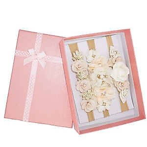 WNYUJOY Baby Girl Flower Headbands Set, 3pcs Elastic Nylon Floral Hair Band, Bows Wrap for Infant Newborn Toddler