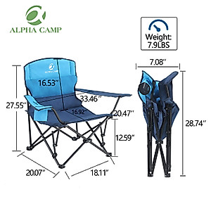 ALPHA CAMP Portable Camping Chair Quad Folding Chair Support 300 LBS Steel Frame Collapsible Chair with Cup Holder for Outdoor