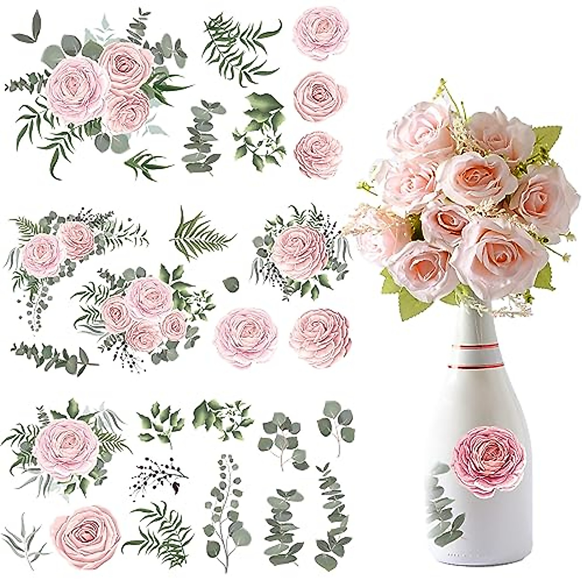 3Pcs Rub on Transfers for Furniture and Crafts, 3 Design Sheets 11.8" x 5.9" Furniture Decals Transfers, Rose Decals Rub on Transfers for Furniture (Rose Style)