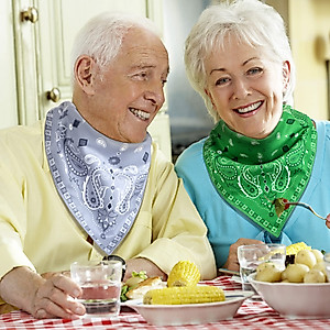 Jiuguva 8 Pack Adults Drool Bandana Bibs Paisley Soft Bibs Set Large Neutral Bibs Special Needs Bibs Set Absorbent Bibs Set for Men Women Elderly 8 Colors