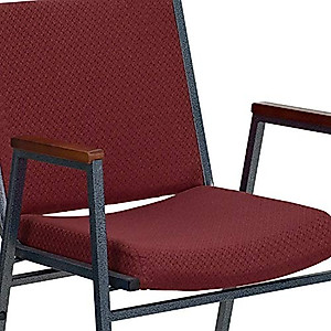 Flash Furniture HERCULES Series Heavy Duty Burgundy Patterned Fabric Stack Chair with Arms and Ganging Bracket