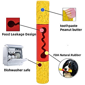 ZIDVOCNIX Durable Dog Toy Natural Rubber Aggressive Chewers Toy for Large Dogs, Treat Dispensing, Toothpaste Holder, Interactive Chew Toy Dog's Dental Health (Beige & Blue, 10''x1.5'')