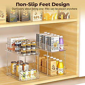 incostar 2 Tier Under Sink Organizer for Bathroom and Kitchen, Pull-Out Storage Organizer with Dividers, Ideal for Organizing Cupboard,Bathroom Vanities,Cabinet, Slide-Out Clear Storage, 2 Pack