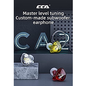 CCA-CA2 Custom-made Subwoofer in-Ear Earphones, HiFI Stereo Lightweight Noise Isolating Sport IEM Wired Headphones/Earbuds/Headsets with Detachable Cable (without Mic, Pomegranate red)