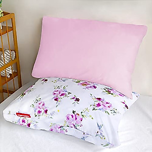 Toddler Pillow Case 2 Pack, Travel Pillow Case Purple Flower for Girls, Envelope Closure Small Pillow Cases 14''x20'', 100% Soft Microfiber, Machine Washable Travel Pillow Case Cover