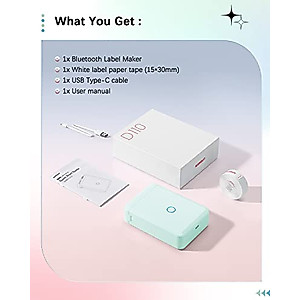 YVF D110 Bluetooth Label Maker Machine, Portable Label Maker with Multiple Templates & Fonts, Includes 1/2" Label Tape, Mini Label Printer for Home, School & Office Organization, Rechargeable, Green