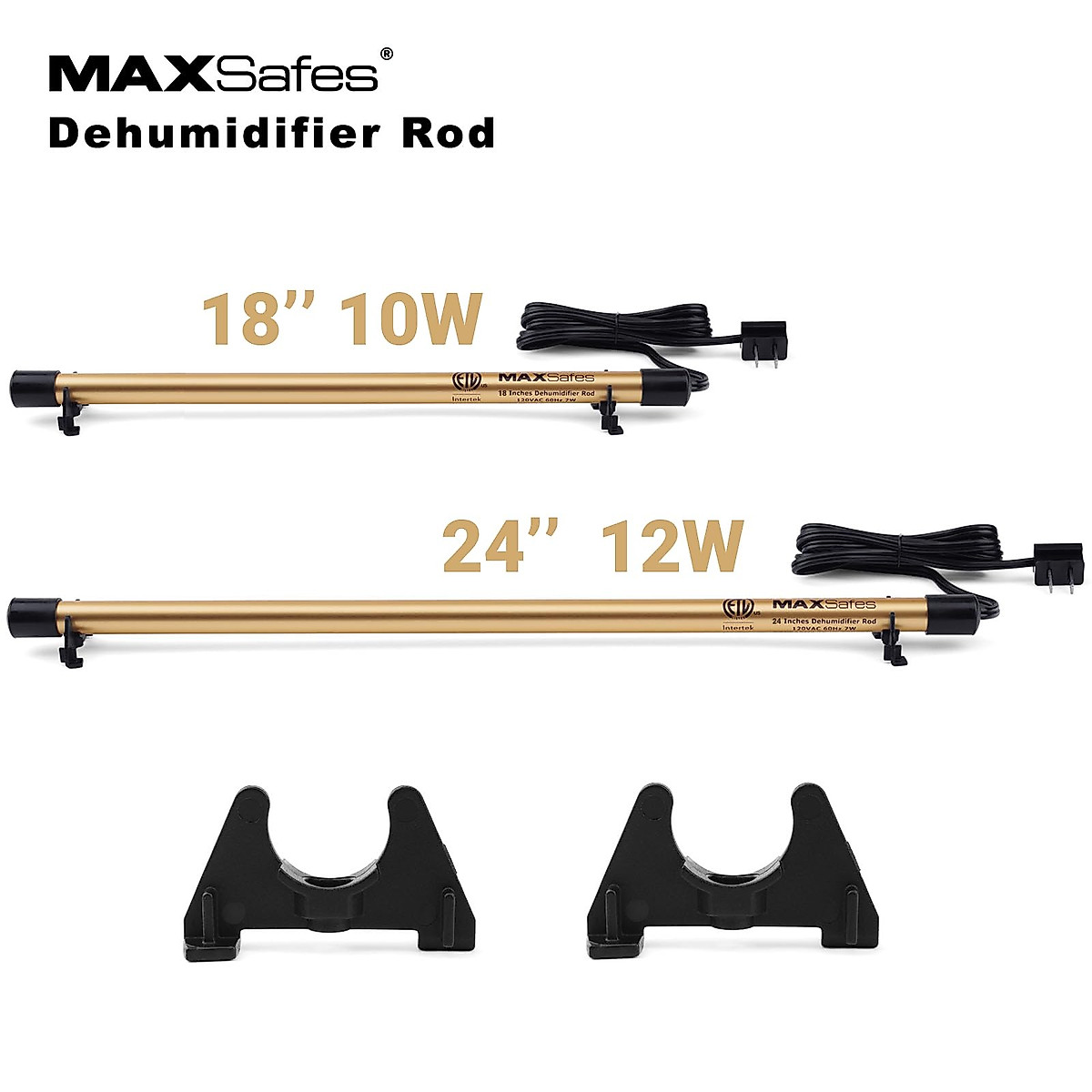 MAXSafes Gun Safe Dehumidifier Rod, Dry Golden Rod - Easy Installation Plug-in Electric Dehumidifier Eliminates Moisture for Gun Safes & Cabinets, ETL Approved (18in)