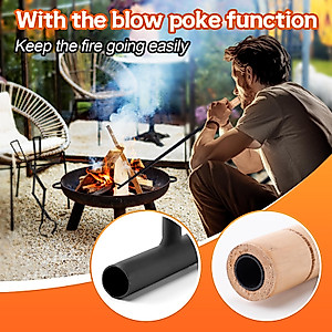 45in Extra Long Fire Poker - Blow Poke, 25in Fire Tongs, Portable Fire Pit Tools, Fireplace Poker and Tongs Set for Campfire Bonfires Wood Stove Firewood