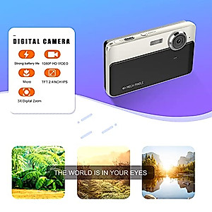 Hudiee Digital Camera, 1080P HD Mini Video Camera with 3X Digital Zoom, Vlogging Camera for Kid,Adult,Beginners (Black)