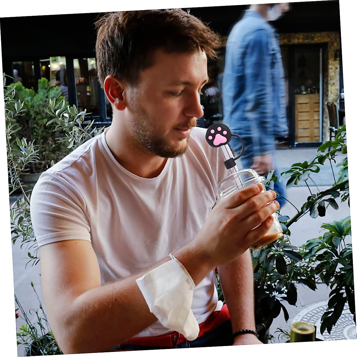 Veemoon 2pcs Plugs Cartoon Protector Multi- Reusable Paw Favor Straws Cute Cover Covers Silicone Caps Color Lovely Straw Plug Drinking Cat Accessories Party Lids Cup Shape Black Cats Tips