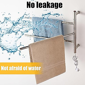 NJDQFA Constant Temperature Electric Heated Towel Racks for Bathroom,Towel Warmer Rack Stainless Steel,Swivel Towel Warmer Wall Mounted,Plug in
