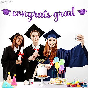 KatchOn, Glitter Congrats Grad Banner Purple - 10 Feet, No DIY Graduation Banner | Congratulations Banner, 2024 graduation party decorations | Graduation Backdrop, Graduation Decorations Class of 2024