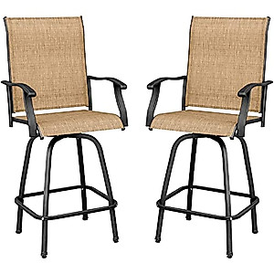 Devoko Patio Bar Stools Set of 2 All-Weather Outdoor Patio Furniture Set Counter Height Tall Patio Swivel Chairs for Bistro, Lawn, Garden, Backyard