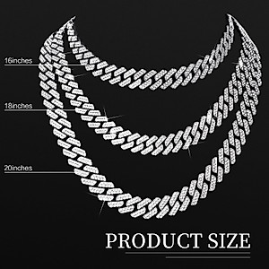 3 Pcs Link Chain Jewelry Set Bling Necklace Bracelet Ring Silver Link Chain for Women Men, Hip Hop Rapper Jewelry Present
