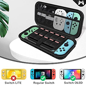 homicozy Glitter Carrying Case Compatible with Nintendo Switch OLED & Switch Console,Black Protective Hard Travel Case Shell Pouch for Nintendo Switch Console/Accessories,Switch Gaming Case for Girls