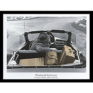 Buyartforless Framed Weekend Getaway, Images of The 20th Century 32x24 Art Print Poster Vintage Black and White Romantic Couple Love Kissing in Car