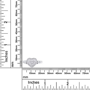 Round Cut White Natural Accent Diamond Split Shank Double Heart Engagement Ring In 14k White Gold Over Sterling Silver (Clarity : I2-I3, Color : I-J, 0.01 Cttw) Ring Size-13