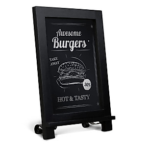 HBCY Creations Black Wooden Tabletop Chalkboard with Legs/Vintage Wedding Table Sign/Small Kitchen Countertop Memo Board/Antique Wooden Frame (9.5” x 14” Inches) (4 - Black)