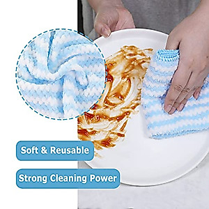 Microfiber Cleaning Cloth Absorbent Kitchen Towels Dish Cloths Washable 12×12in 10 Pack Reusable Cleaning Rags for Car Gardens Kitchen Hand Glass Windows Mirrors No Odor